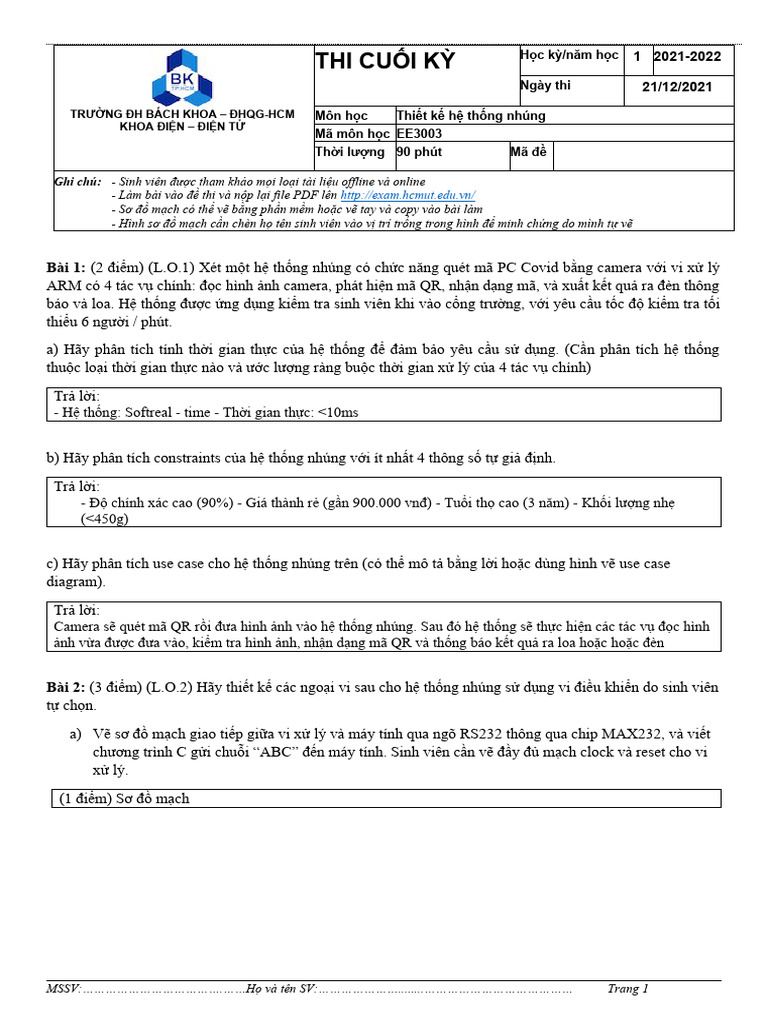 ESD Cuoi Ky 2021 2022 HK1 CQ 21 12 2021 | PDF