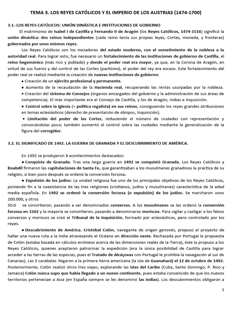 Los Reyes Católicos y los Austrias | PDF | Imperio español | España