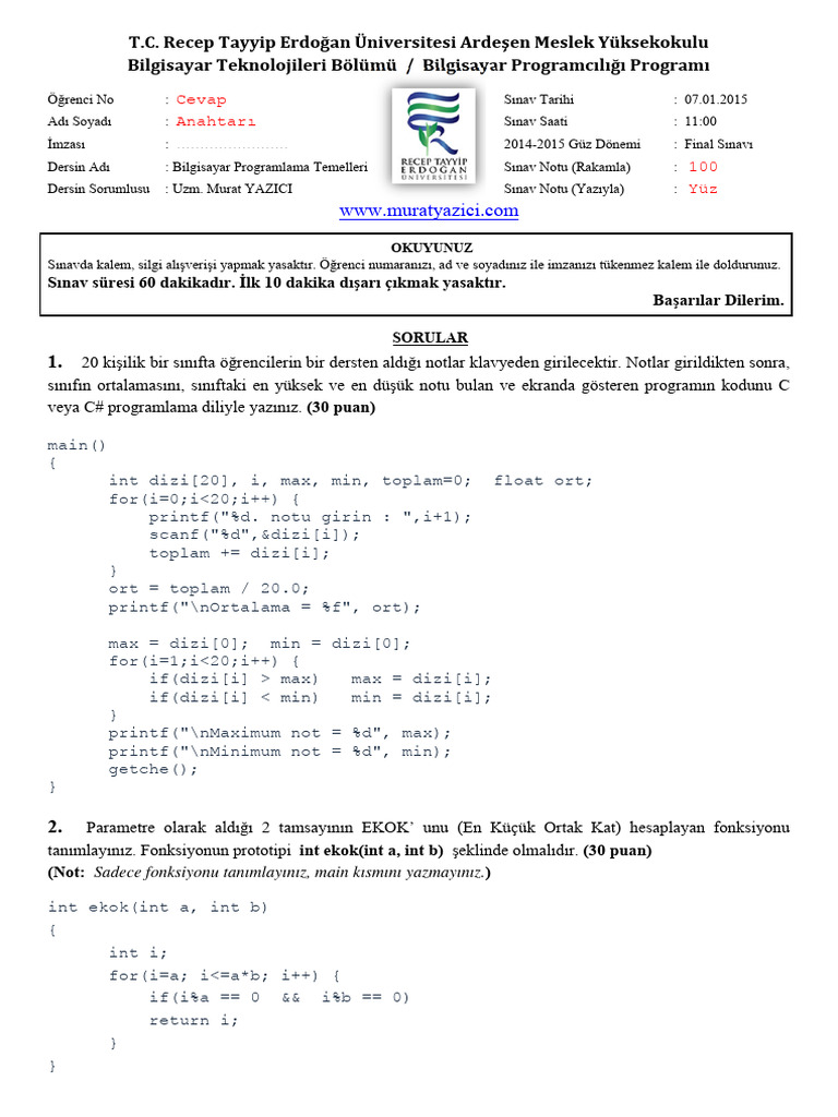 2014-2015 W - Final | PDF