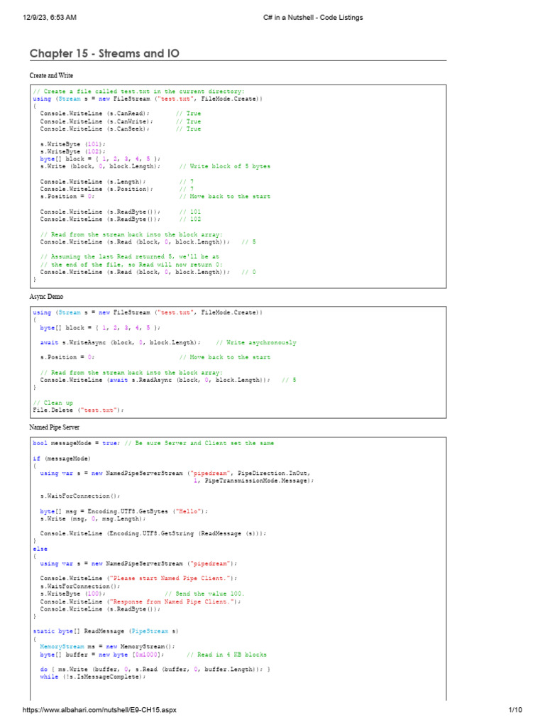 C# in A Nutshell - Code Listings | PDF