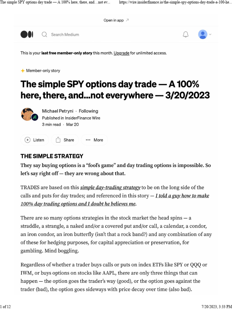 Simple Spy Options Trading | PDF
