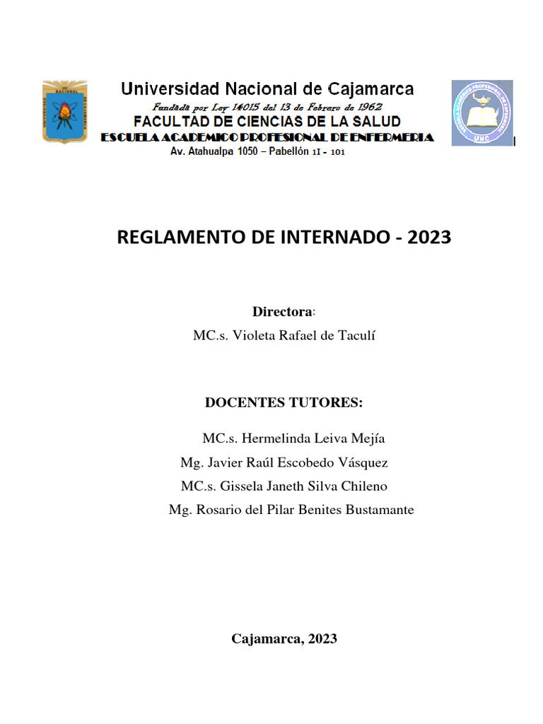 Reglamento Internado Final - 2023 | PDF | Enfermería | Hospital