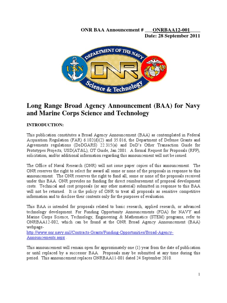 Onr Baa 12-001 | PDF | Simulation | Engineering