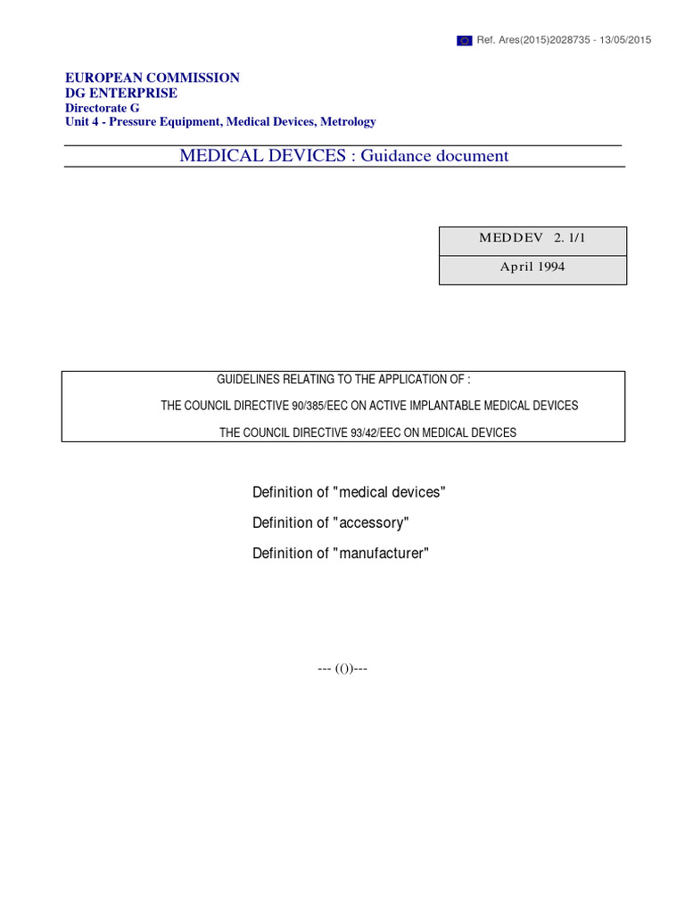 Guidance Document - Definitions of "Medical Devices", "Accessory" and ...