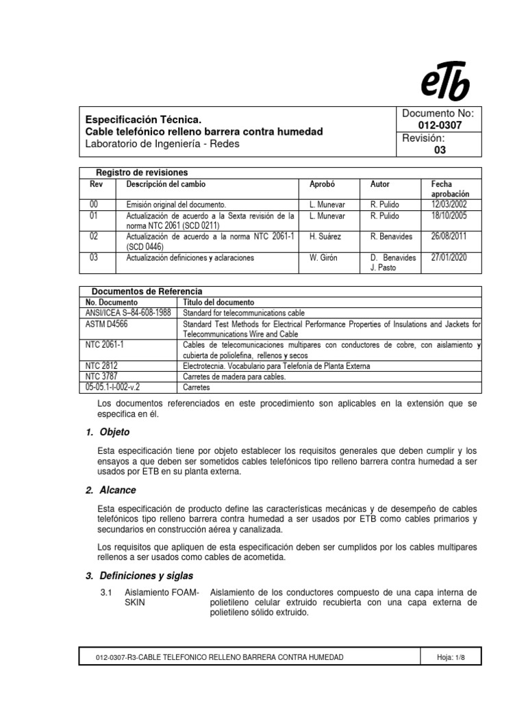 Archivo ETB Cable MultiPar | PDF | Conductor electrico | Cobre