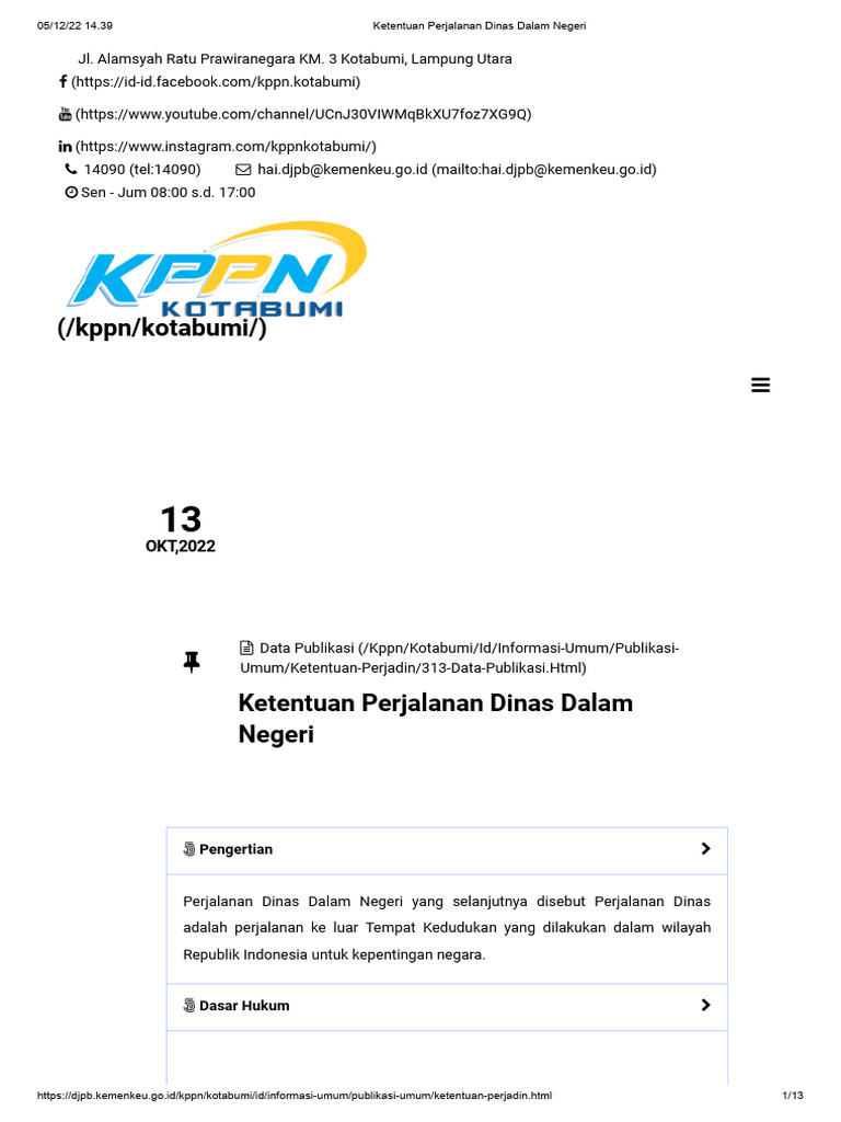Ketentuan Perjalanan Dinas Dalam Negeri | PDF