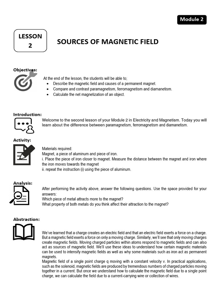 Module2 Lesson2 Electromag | PDF | Magnetic Field | Ferromagnetism