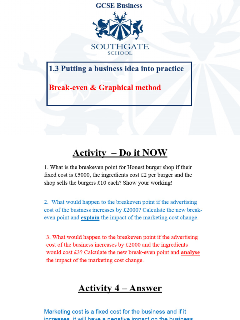 Break-Even Graphical Method | PDF | Business Economics | Private Sector