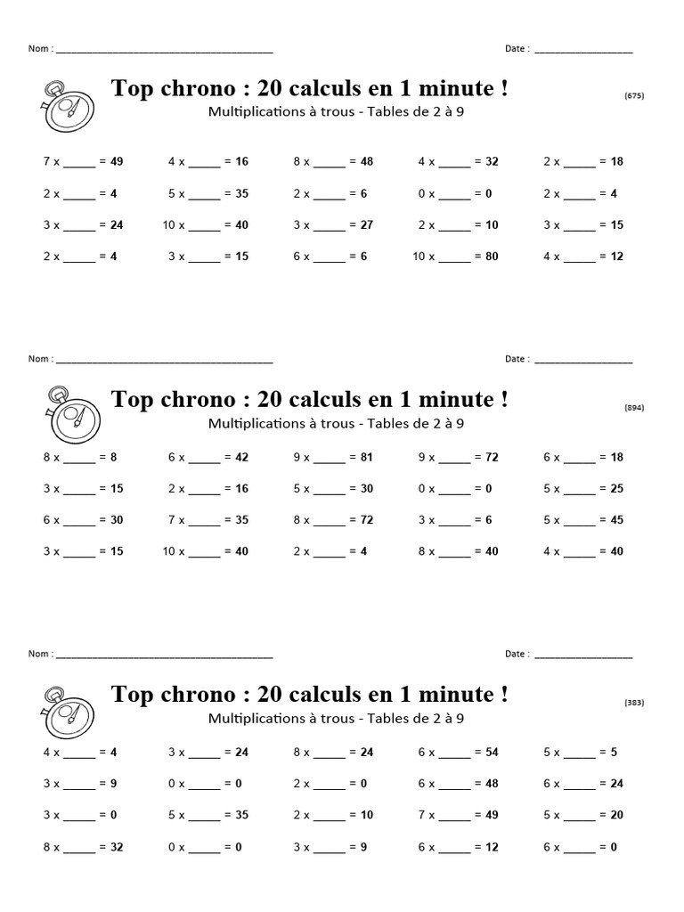Générateur Multiplications À Trous 2021 CHARIVARI | PDF
