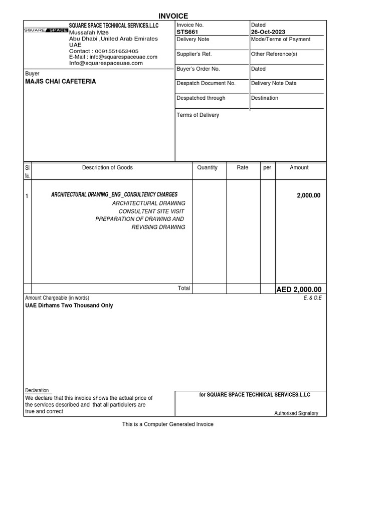 Invoice - STS 661 | PDF