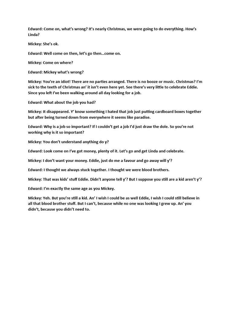 Blood Brothers Script To Learn | PDF