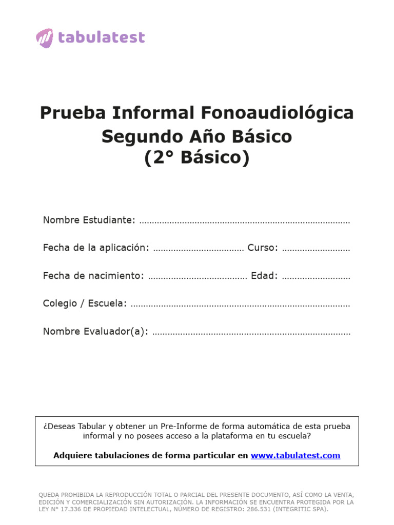Protocolo - Prueba - Informal - Fonoaudiologica - 2°basico | PDF | Lingüística