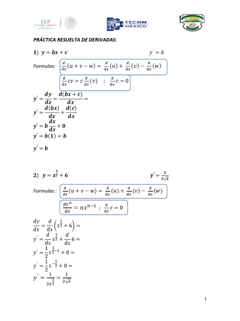 Práctica Resuelta de Derivadas | PDF