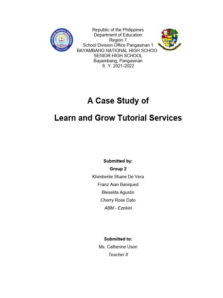 Case Study of Learn and Grow Tutorial Services | Download Free PDF ...