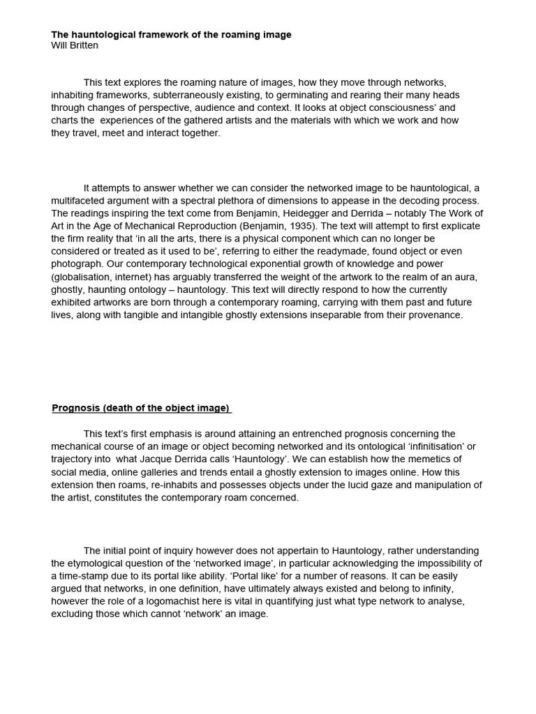 Hauntological Framework of The Roaming Image | PDF | Experience | Reality