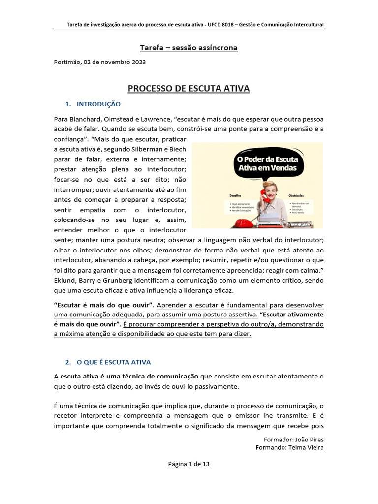 Tarefa Escuta Ativa | PDF