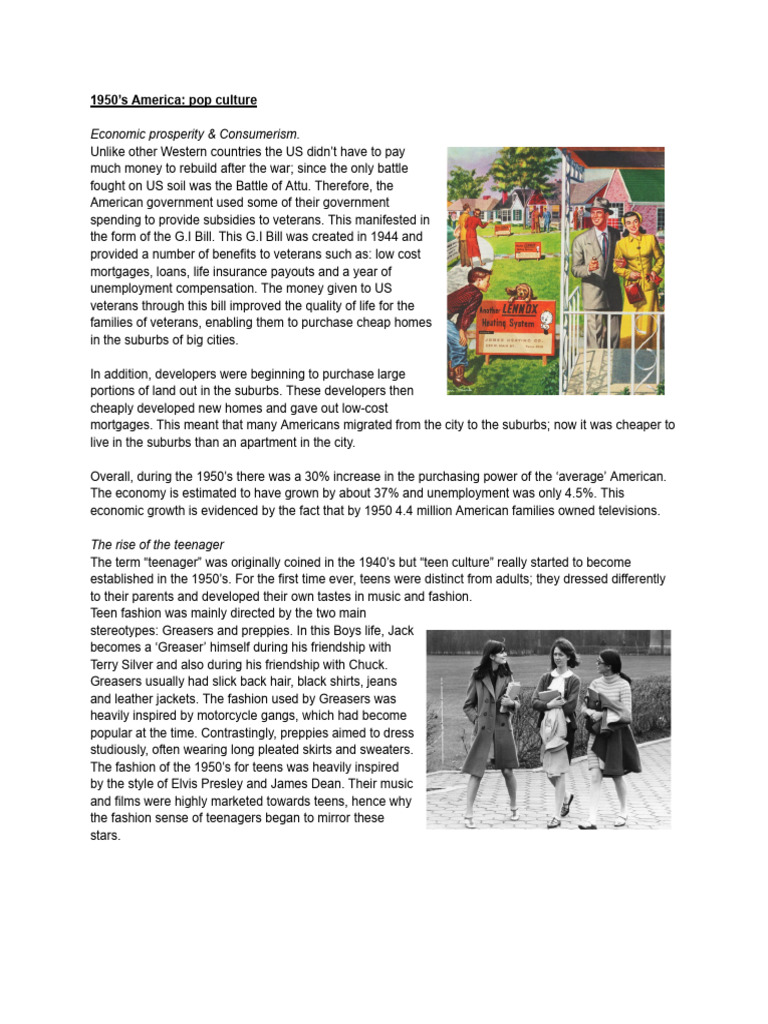1950's America - Pop Culture | PDF | Rock And Roll | Fashion