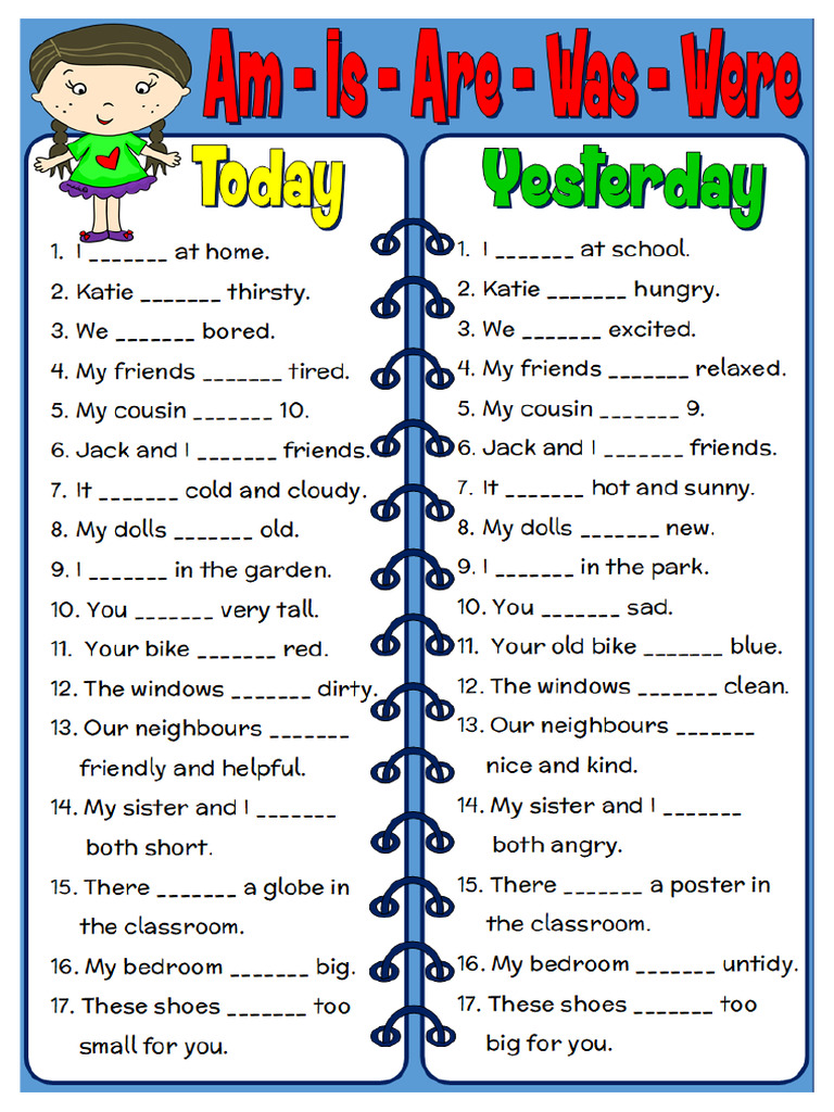 Am Is Are Was Were Grammar Drills 116838 Pdf