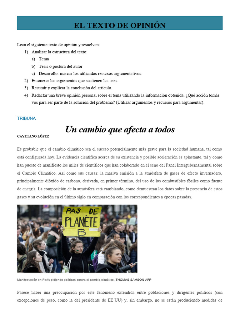 El Texto de Opinión, Actividad | PDF | Ciencias sociales | Ciencia y ...