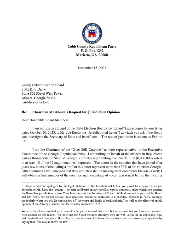 P-F Amicus Letter To State Election Board | PDF | Justice | Crime ...
