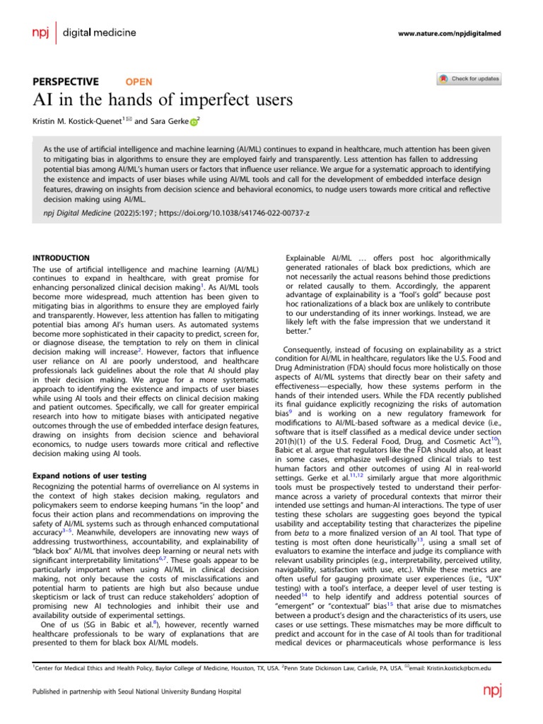 AI in The Hands of Imperfect Users 1698785402 | PDF | Artificial ...