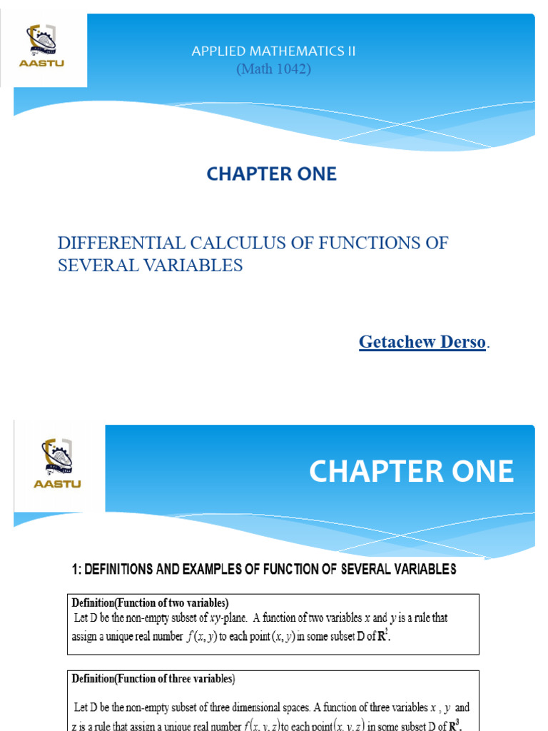 APPLIED MATHEMATICS II (Chapter One Plus) PPT Complete | Download Free PDF | Variable ...