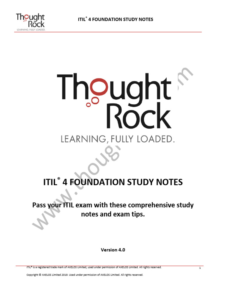 ITIL 4 Study Notes 2019 - V4.0 | PDF | Agile Software Development | Risk
