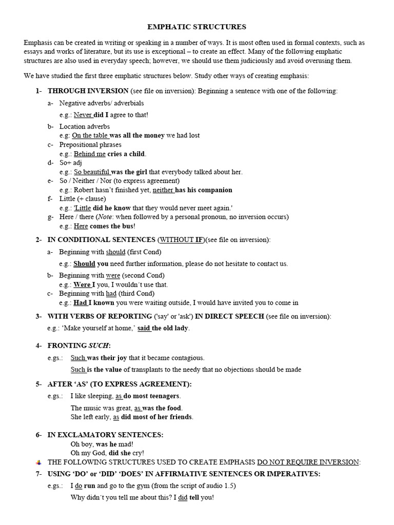 Emphatic Structures | PDF