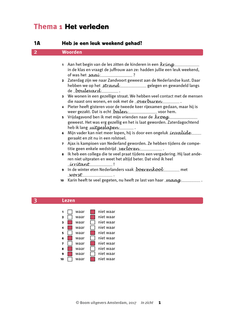 In Zicht Antwoordsleutels Web 1 | PDF