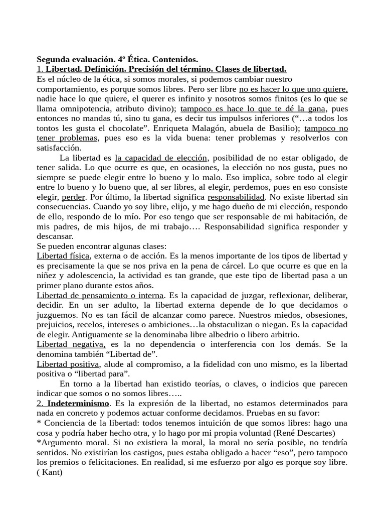 Etica 4, 2 y 3 Ev | PDF | Determinismo | Moralidad