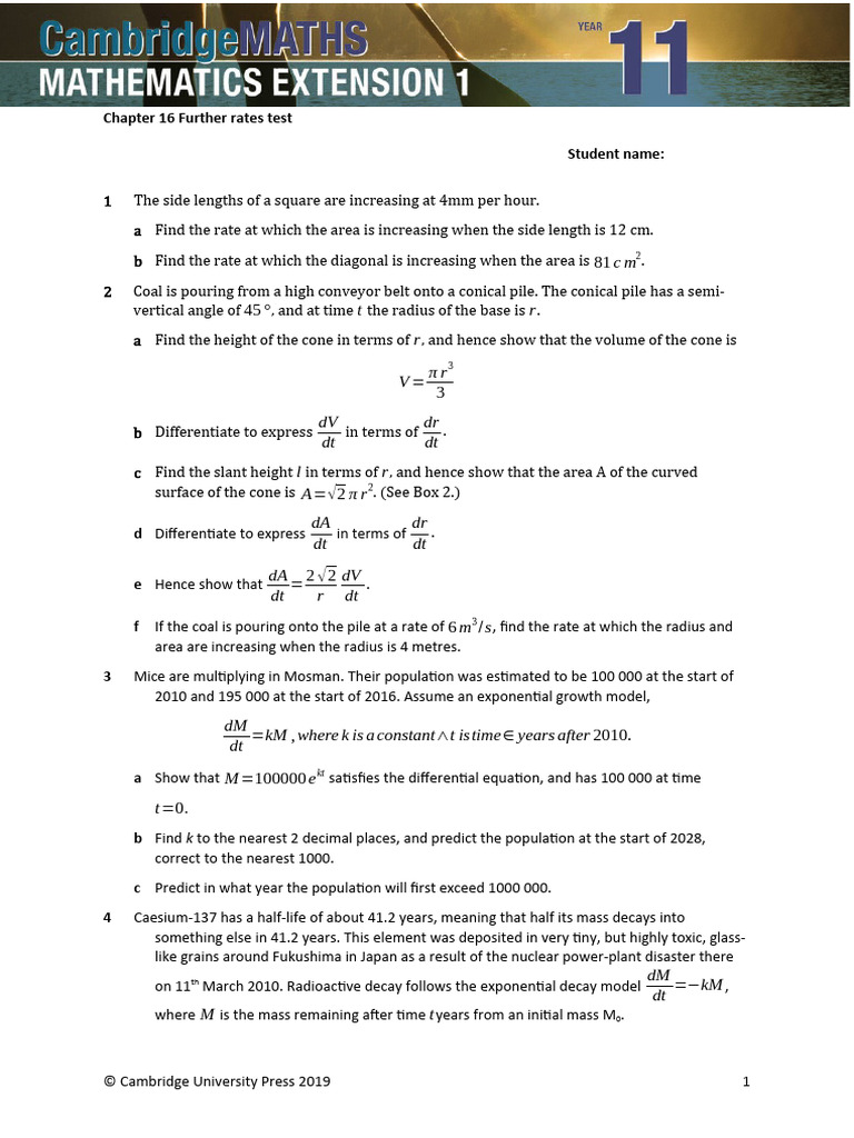 Chapter 16 Test | PDF | Area | Radioactive Decay Chapter 16 Test | PDF | Area | Radioactive Decay