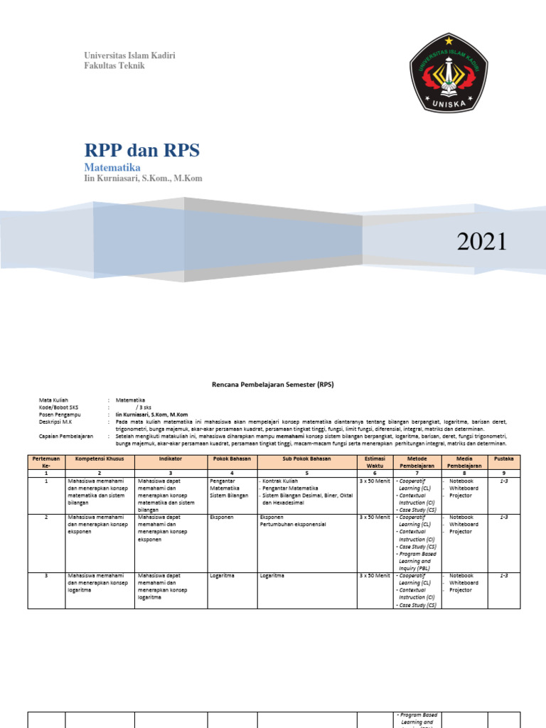 A. RPS RPP Matematika | PDF