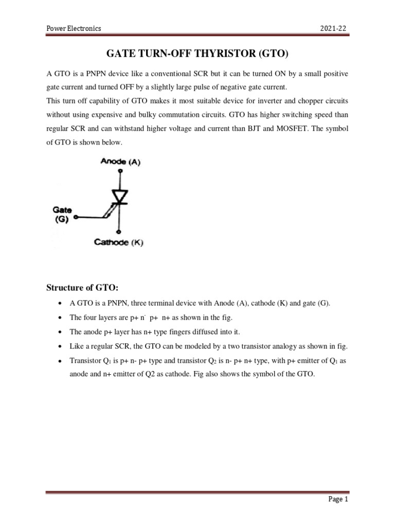 Gto PDF | PDF | Bipolar Junction Transistor | Field Effect Transistor