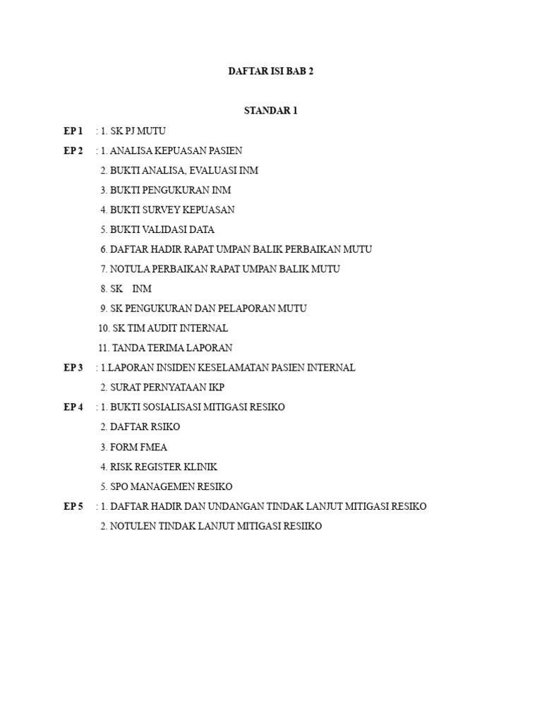 Daftar Isi Bab 2 | PDF