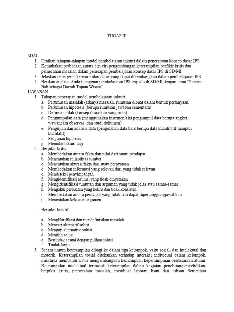 Tugas Iii (Soal Dan Jawaban) | PDF