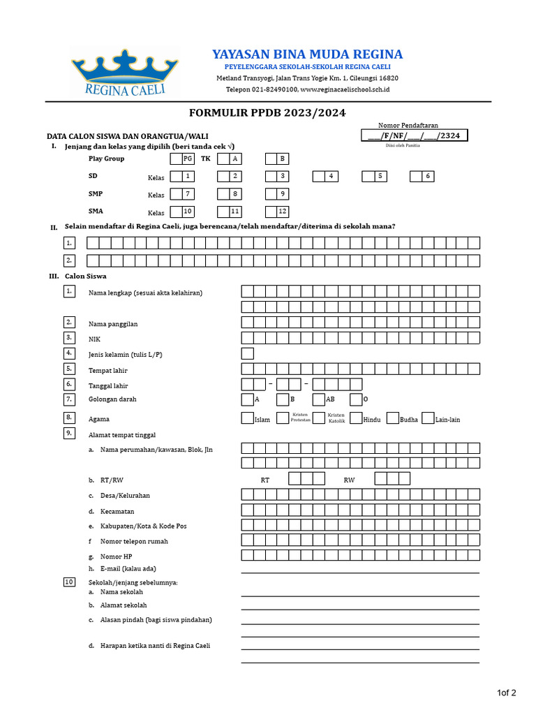 Formulir PPDB 2324 | PDF
