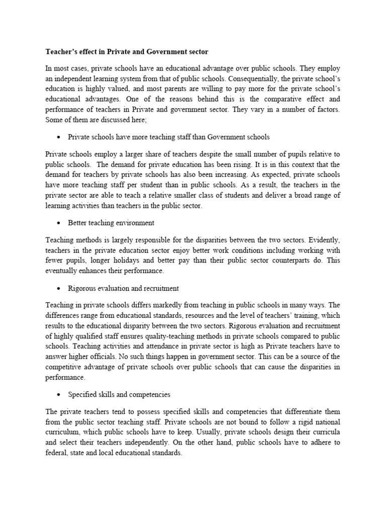 Private vs. Public School Teacher Impact | PDF | Teachers | Private School