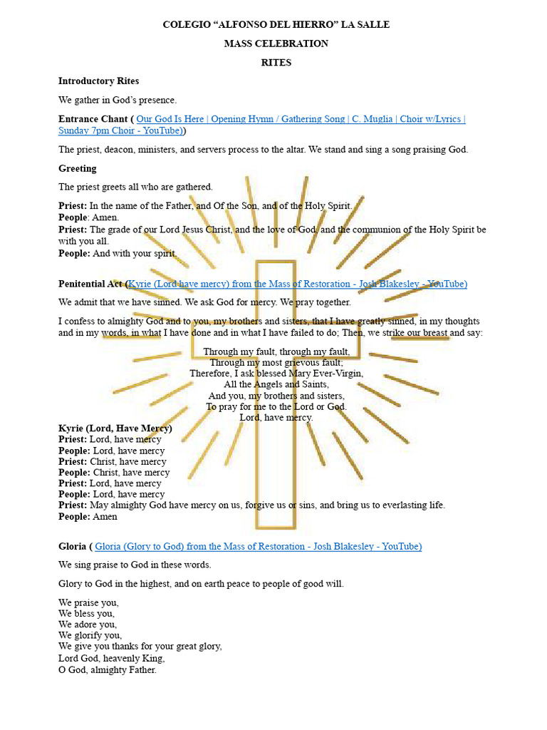 Mass Celebration With Songs | PDF | Eucharist | Mass (Liturgy)