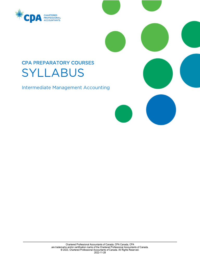 Intermediate Management Accounting Syllabus | PDF | Management ...