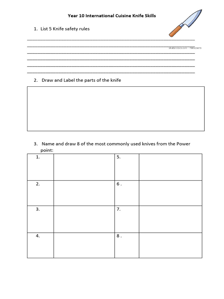 Knife Safety Worksheet To Go With | PDF | Business | Technology ...