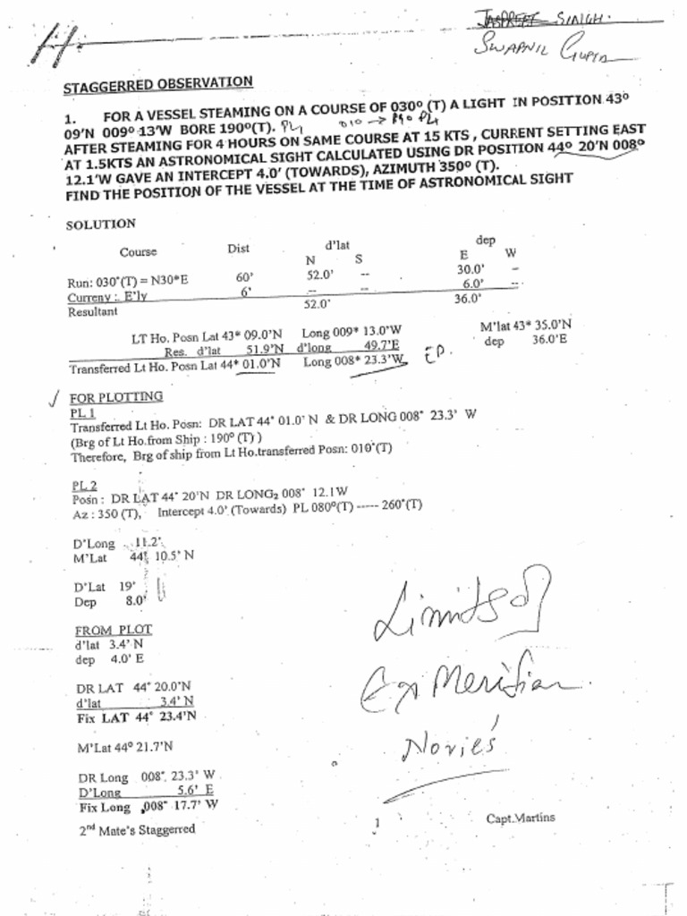 Celestial Nav Staggered Numericals | PDF