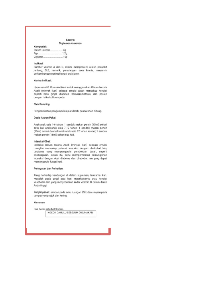 Contoh Brosur Obat Sediaan Emulsi | PDF