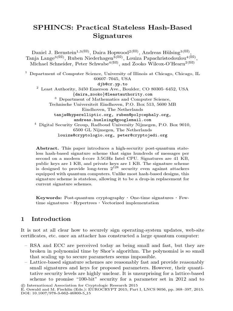 Sphincs | PDF | Public Key Cryptography | Secrecy