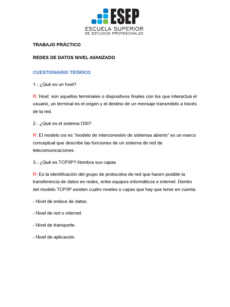Trabajo Práctico Redes II | PDF | Protocolos de internet | Dirección IP