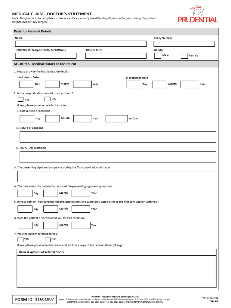 Medical Claim Doctor's Statement Form | PDF | Causes Of Death | Health ...