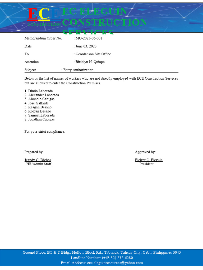 Entry Authorization Memo June 2023 | PDF