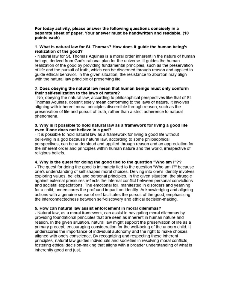 Ethics Activity 2 Midterm | PDF | Natural Law | Morality