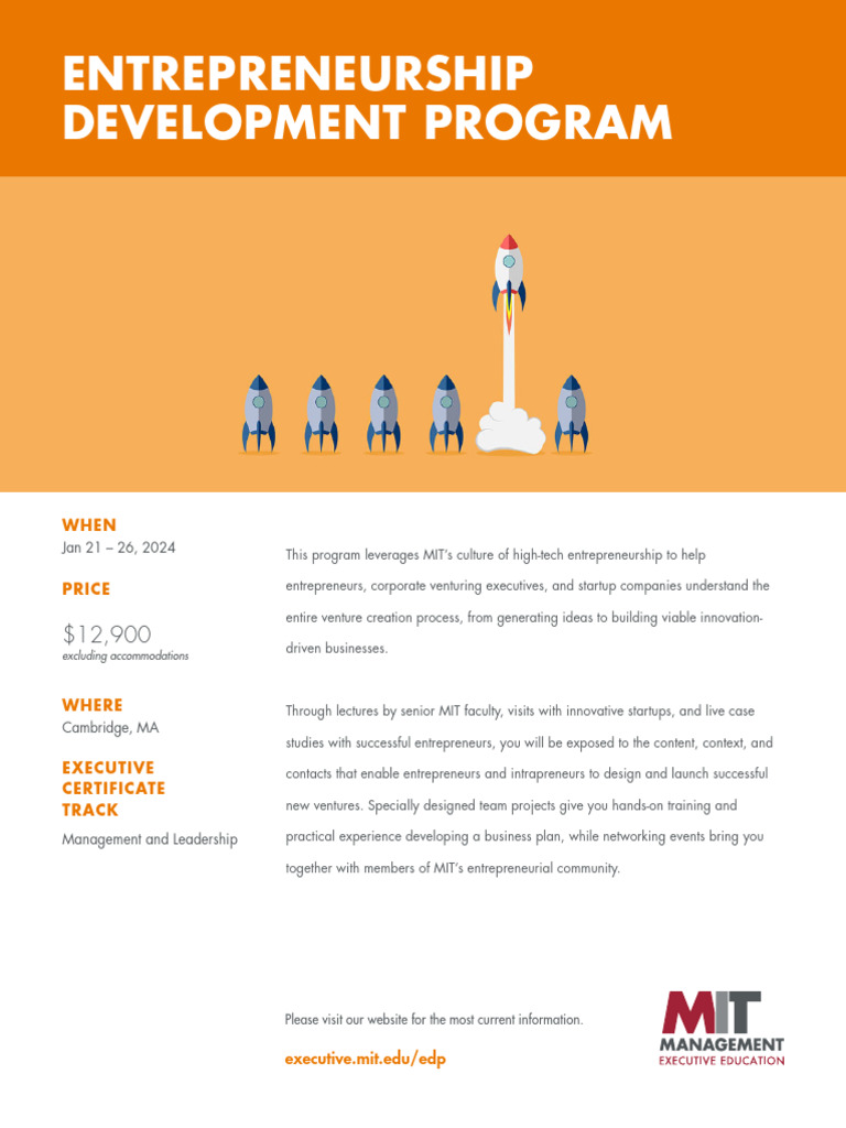 MIT Entrepreneurship Development Program | PDF | Entrepreneurship ...