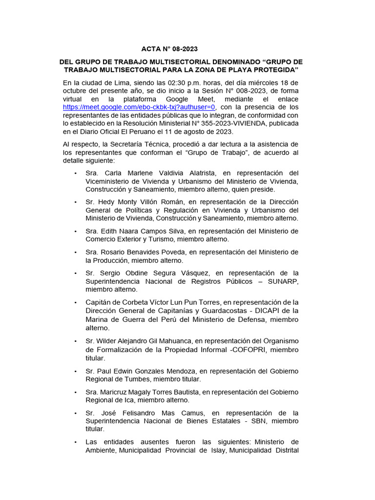 ACTA #8 - Firmado | PDF | Perú | América del Sur