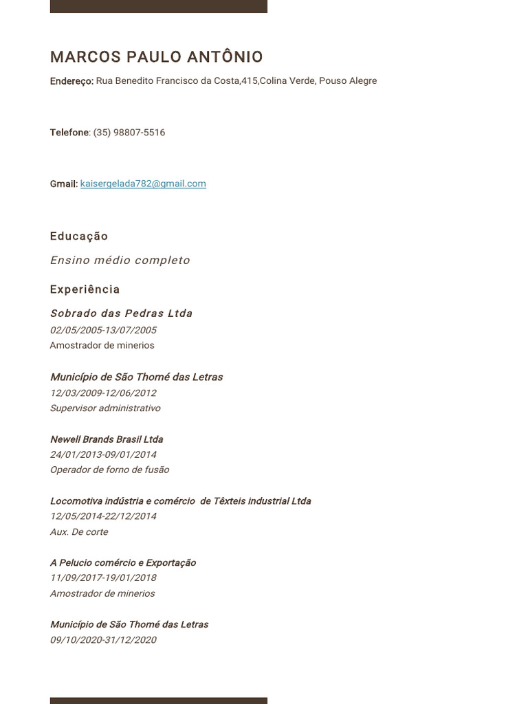 Currículum Marcos Paulo Antônio | PDF